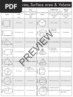 Areas and Volume Cheat Sheet | PDF | Area | Triangle