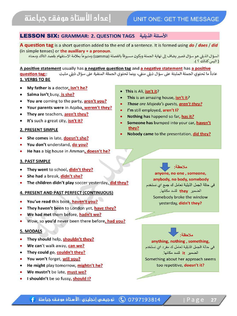 Question Tags and Echo Questions | PDF