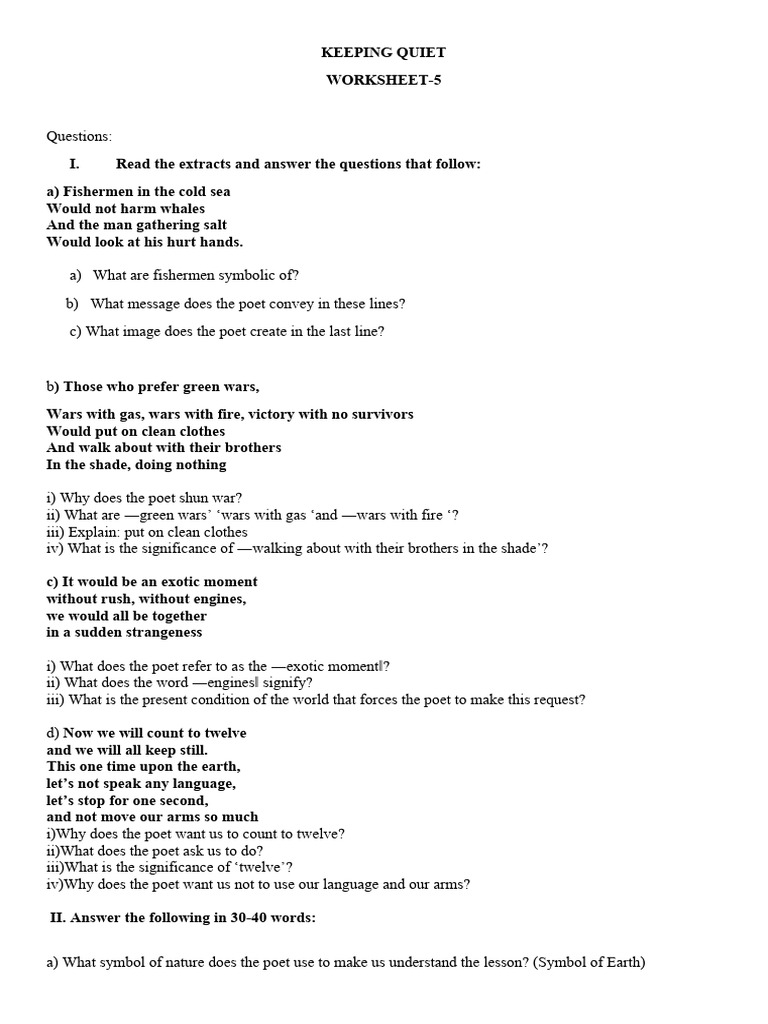 Keeping Quiet Assignment | PDF | Art
