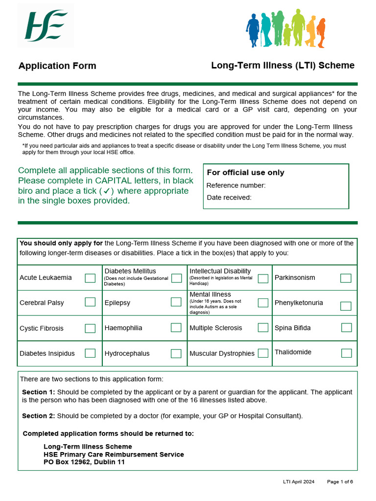 Long-Term Illness Scheme Application Form | PDF | Pharmacy | General ...