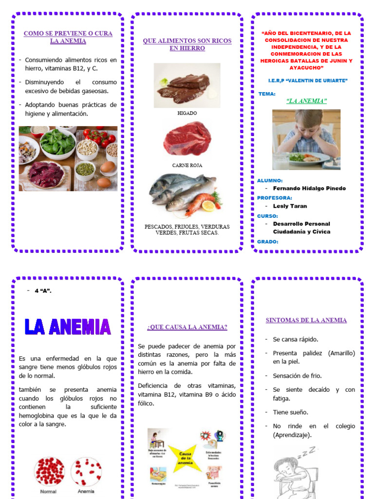 Triptico Anemi | PDF | Anemia | Vitamina B12