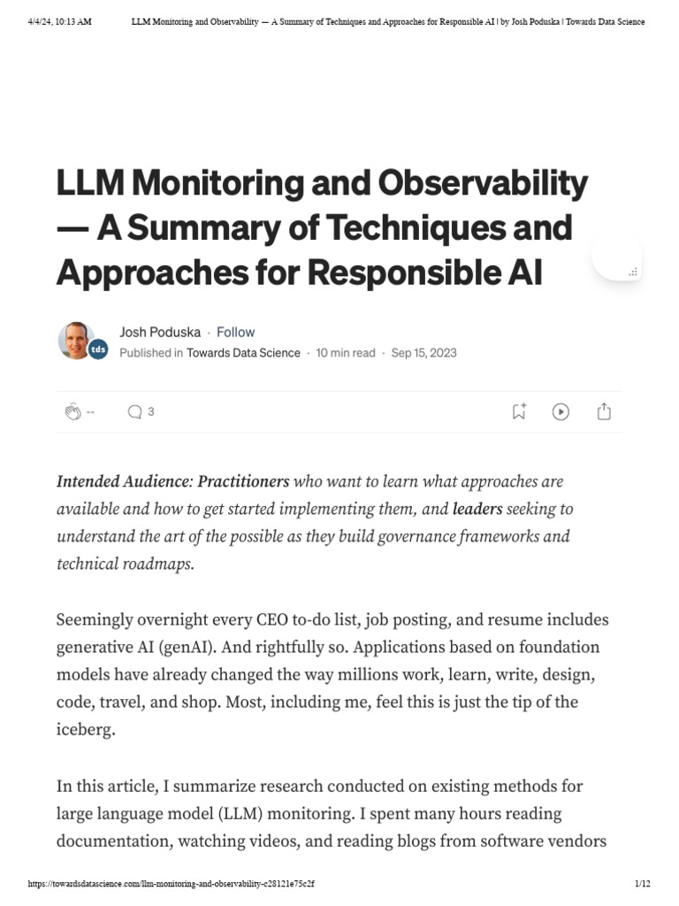 LLM Monitoring and Observability - A Summary of Techniques and ...