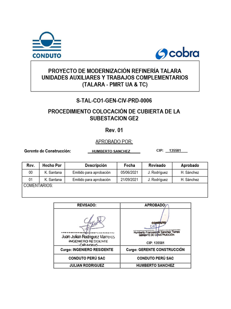 S TAL CO1 GEN CIV PRD 0006 - 01 Procedimiento - Colocacion.Cubierta - GE2 | PDF | Hormigón ...