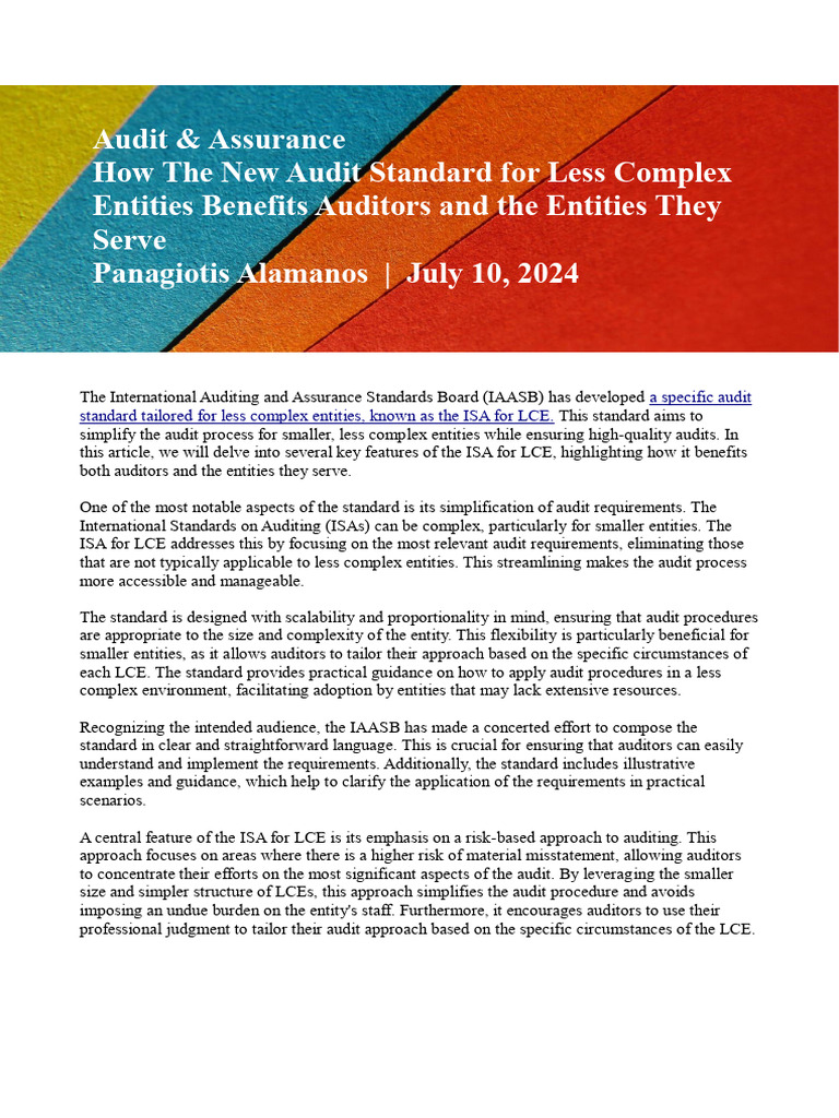 Benefits of ISA for Less Complex Entities | PDF | Audit | Business