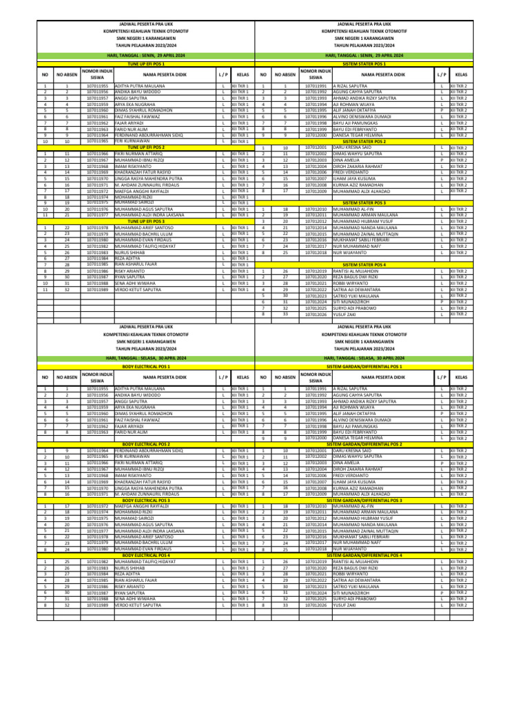 Jadwal Ukk 2024 Fix. | PDF