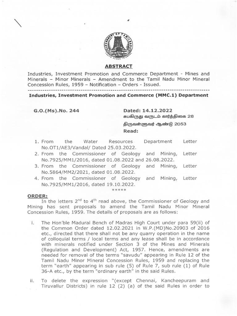 G.O. (MS) No.244 dt.14.12.2022 | PDF