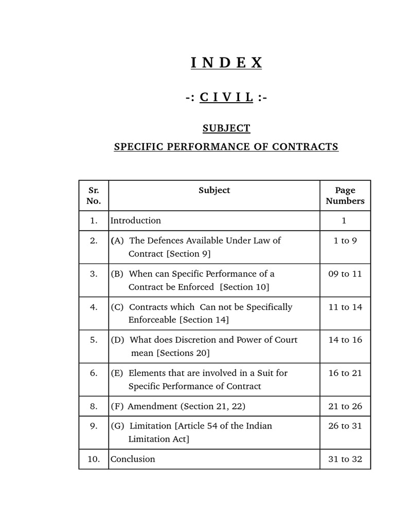 Specific Performance of Contracts | PDF | Misrepresentation | Legal Remedy