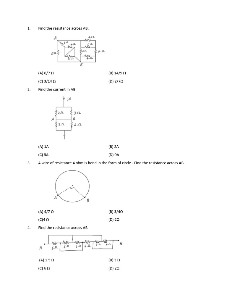 Resistance and Current Calculations Quiz | PDF | Electrical Resistance ...
