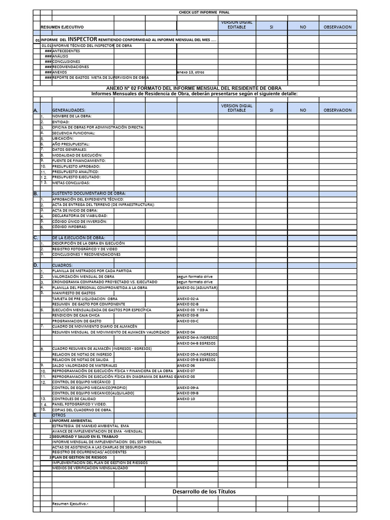 Check List Informe Mensual Contraloria Anexo 02 | PDF | Presupuesto