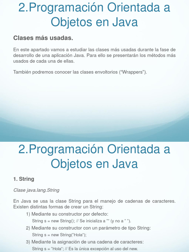 Curso Java Abril2016 Tema5 | PDF | Java (lenguaje de programación) | Cadena (informática)