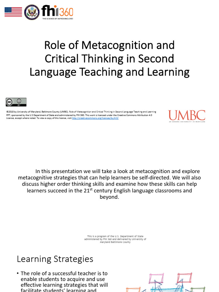 Role of Metacognition and Critical Thinking in SLA | PDF ...