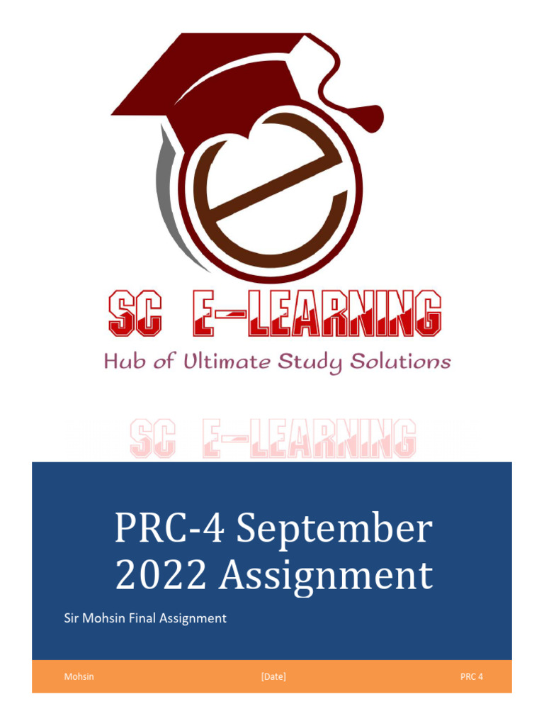 PRC 4 Sir Mohsin Last Assignment September 2022 | PDF | Debits And Credits | Expense