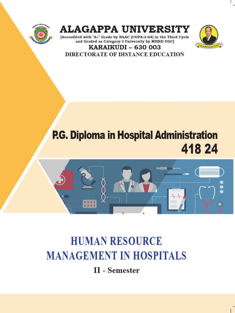 PG - PG DIPLOMA - Hospital Administration - 418 24 - HRM IN Hospitals ...