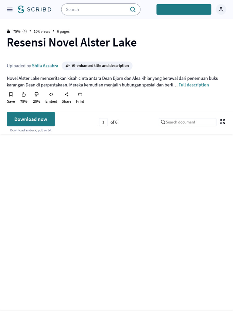 Resensi Novel Alster Lake - PDF | PDF