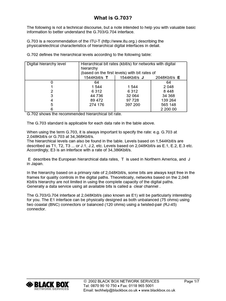 8527 G703explained | PDF | Bit Rate | Telecommunications Engineering