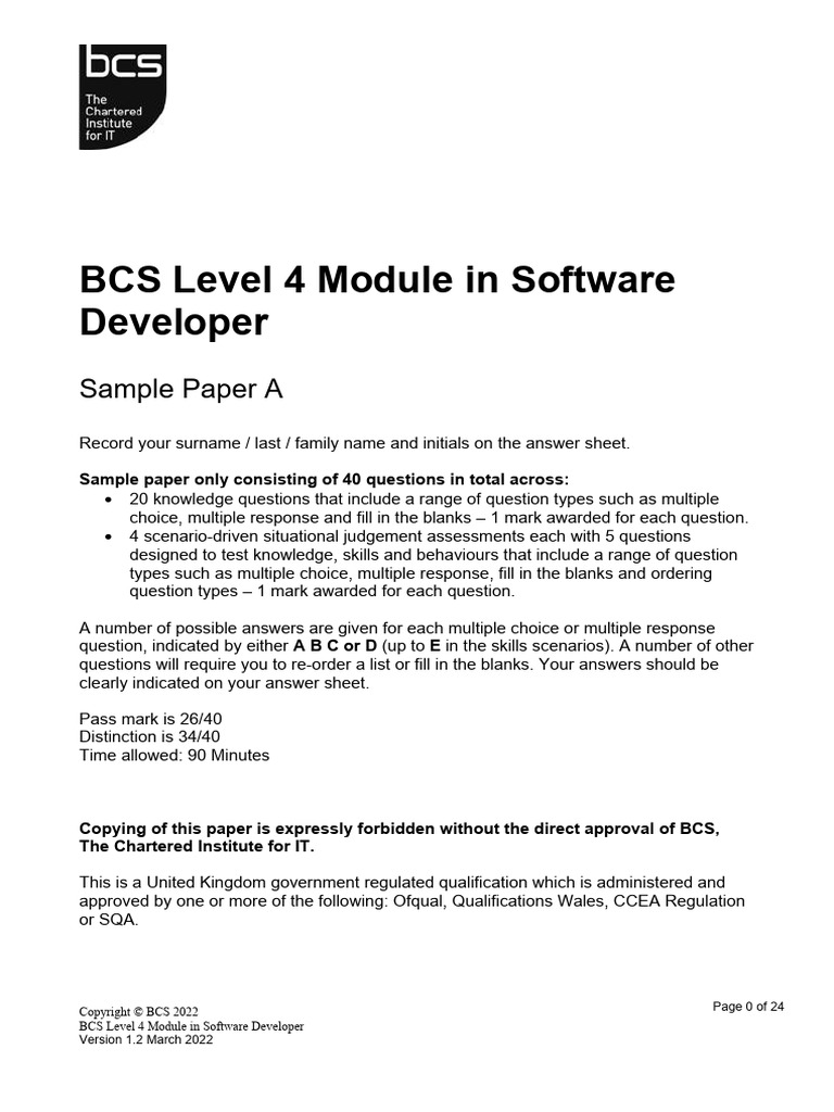 Dmp l4 Software Developer Sample Paper | PDF | Usability | Software ...