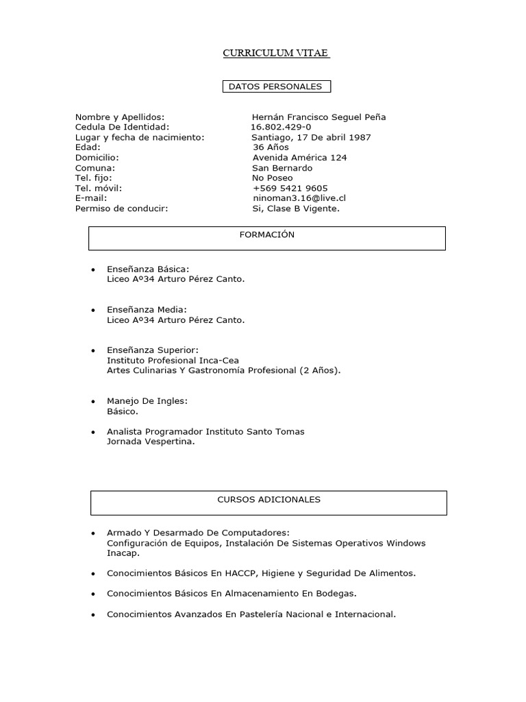 CV Hernan 23:24 | PDF | Centro de llamadas