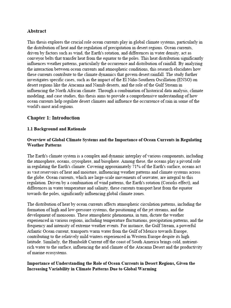 The Role of Ocean Currents in Distributing Heat and Regulating Desert ...