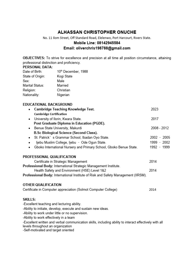 ALHASSAN CHRISTOPHER UPDATED CV | PDF