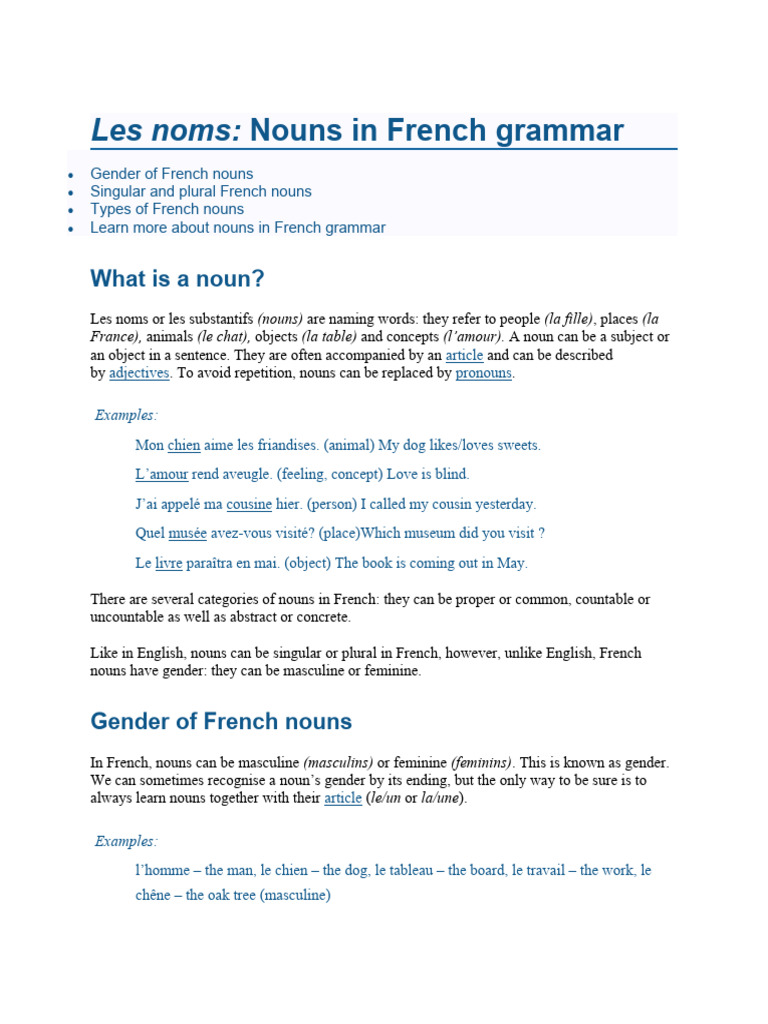 French Crash Course | PDF | Grammatical Gender | Noun