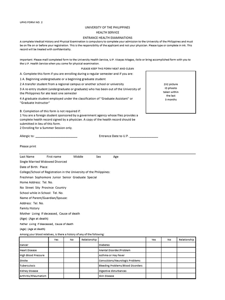 Periodic Health Examination Form | PDF | Cardiovascular Diseases ...