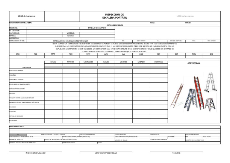 Formato Checklist de Uso de Escaleras | PDF