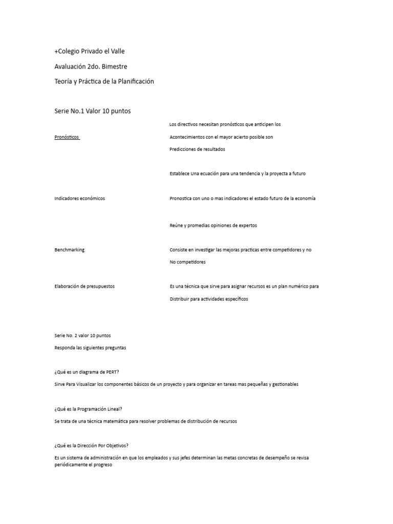 Examen de Teoria y Practica de La Planificacion | PDF | Planificación ... Examen de Teoria y Practica de La Planificacion | PDF | Planificación ...