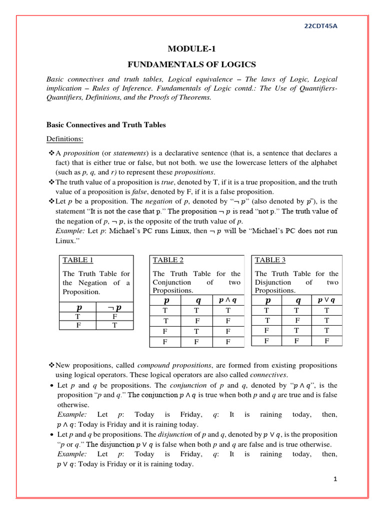 MODULE-1 - Fundamentals of Logics | PDF | Theorem | Logic MODULE-1 - Fundamentals of Logics | PDF | Theorem | Logic