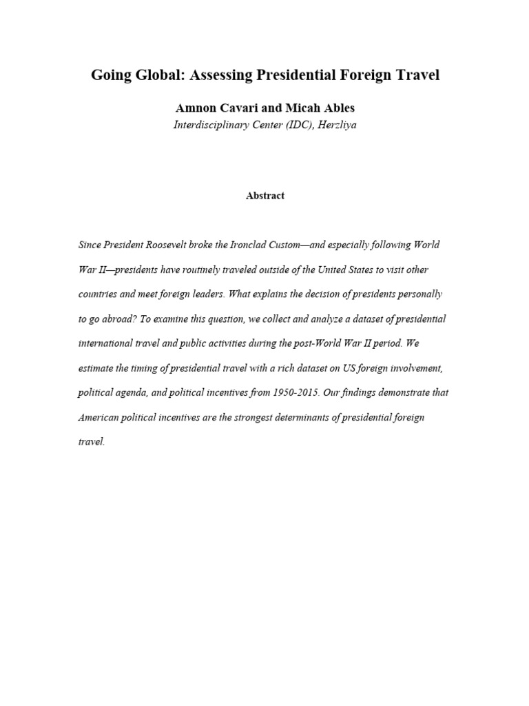 Cavari Assessing Presidential Travel | PDF | United States Congress ...