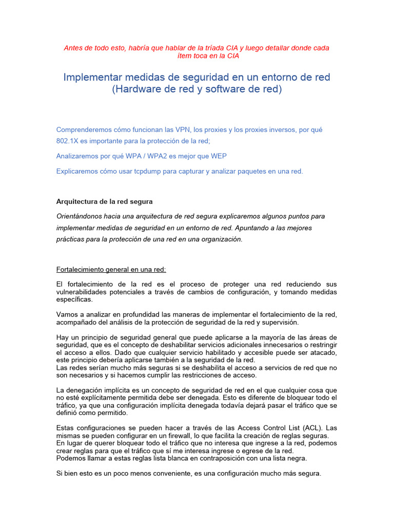 2_Medidas de seguridad en un entorno de red | PDF | Cortafuegos (informática) | Red privada virtual