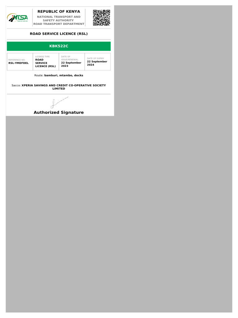 Rsl-Ymdfdel-Road Service License KBK 522c | PDF | Technology & Engineering