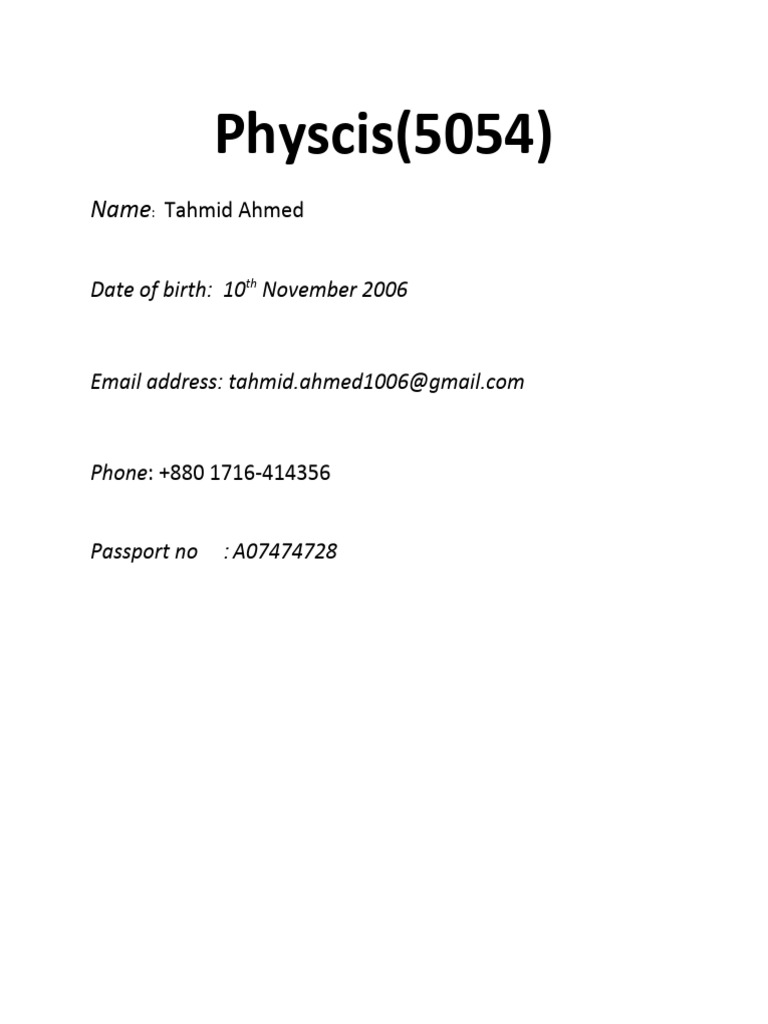 Cover Page Chemistry | PDF