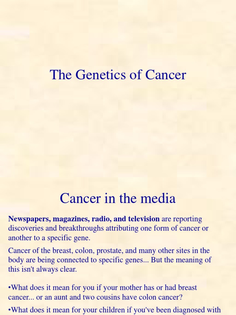 The Genetics Of Cancer Pdf Neoplasms Cancer