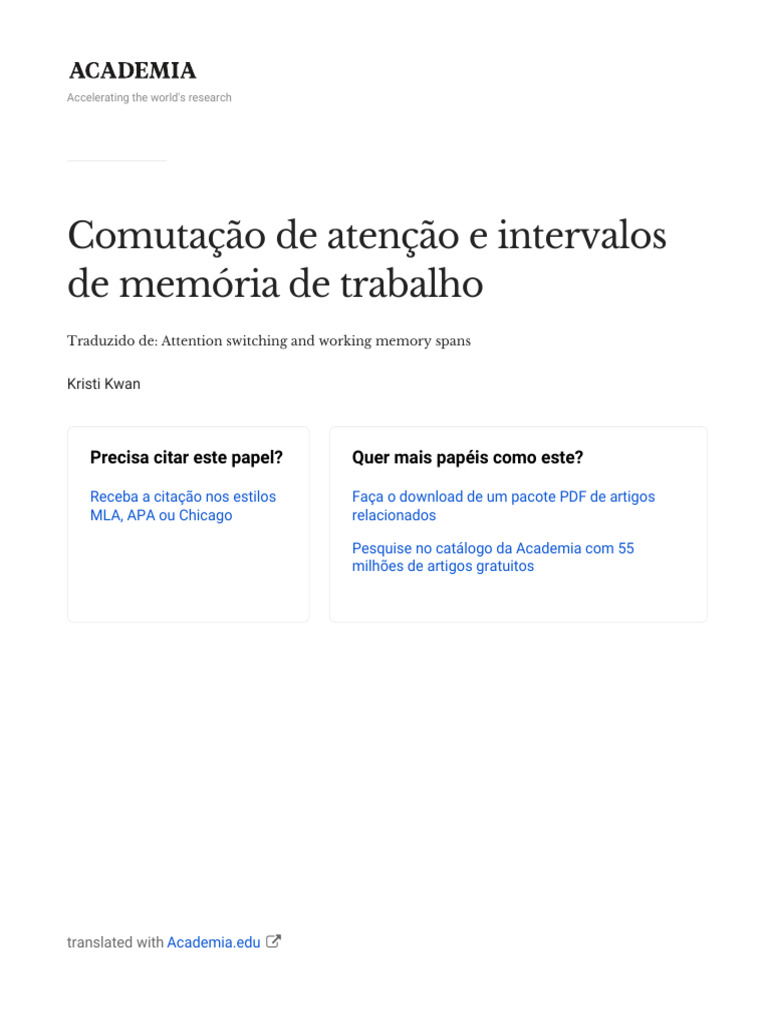 Attention Switching and Working Memory Spans - TRADUZIDO | PDF ...