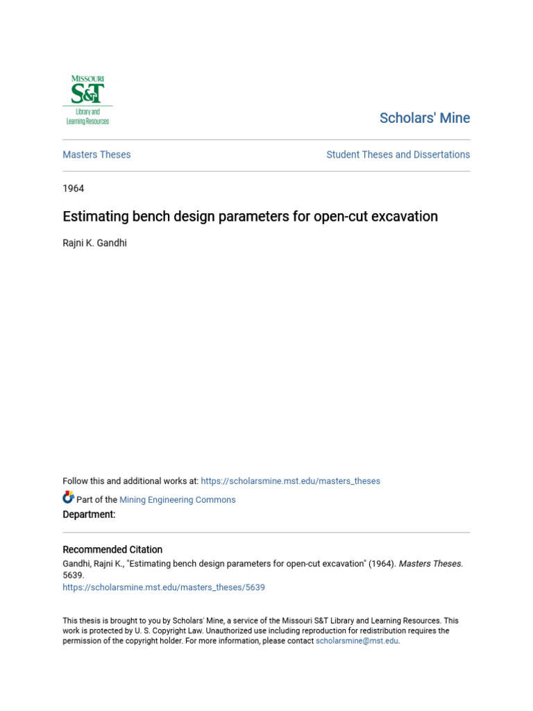Estimating Bench Design Parameters For Open-Cut Excavation | PDF ...