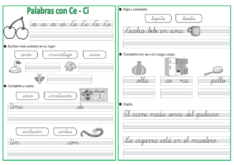 Palabras Con Ce - Ci | PDF