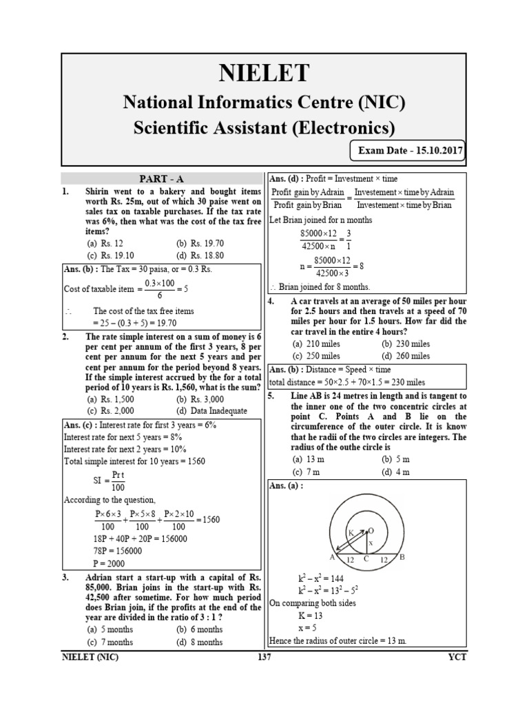 NIELIT NIC Computer Science & Engineering IT Electronics ...