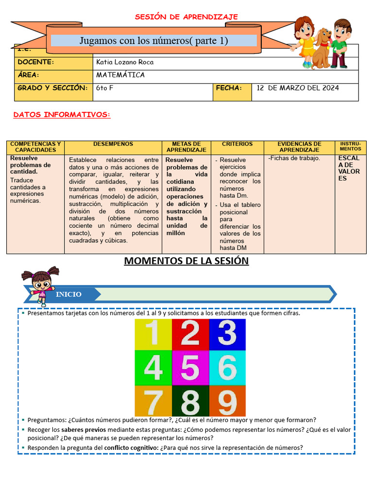 Sesion 1 Matematica Jugando Con Los Numeros Parte 1 | PDF | Aritmética ...