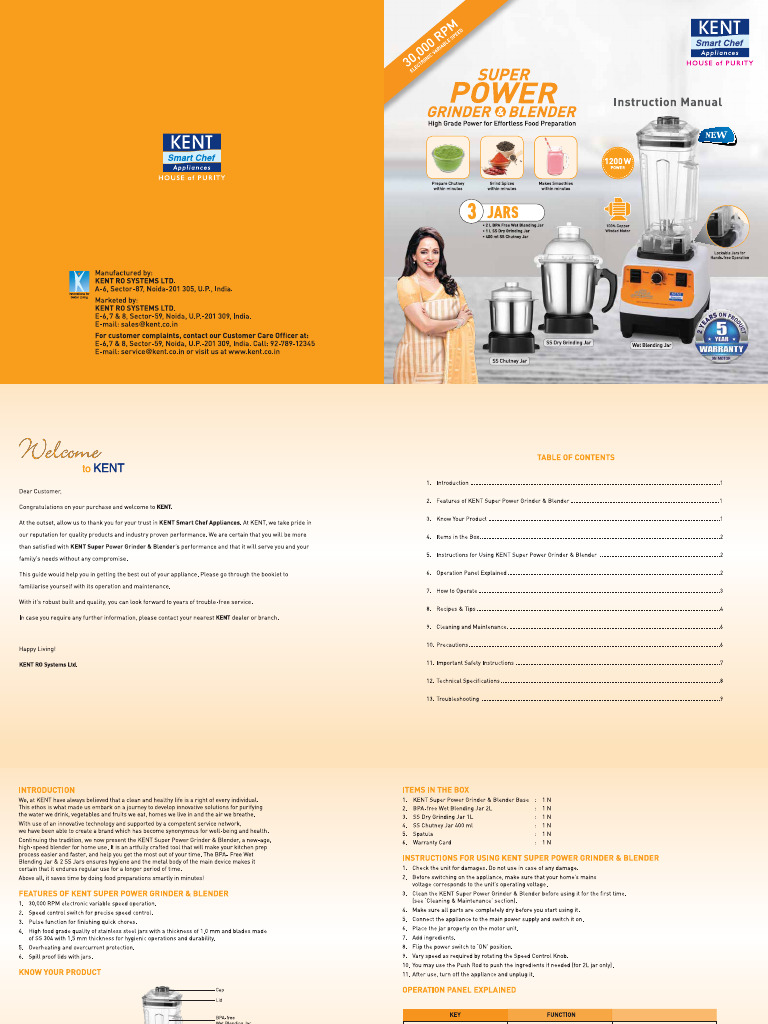 Super Power Grinder and Blender Manual 16083 | PDF