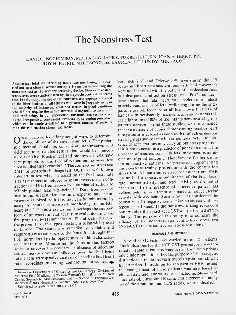 The Nonstress Test | PDF