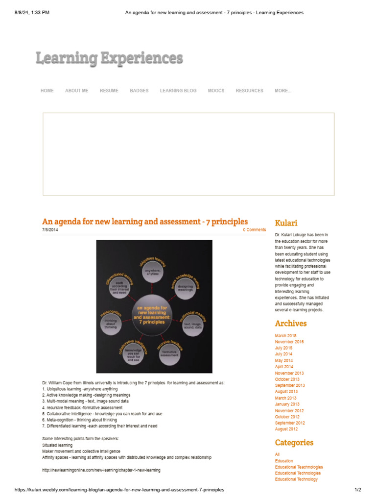 An Agenda For New Learning and Assessment - 7 Principles - Learning ...
