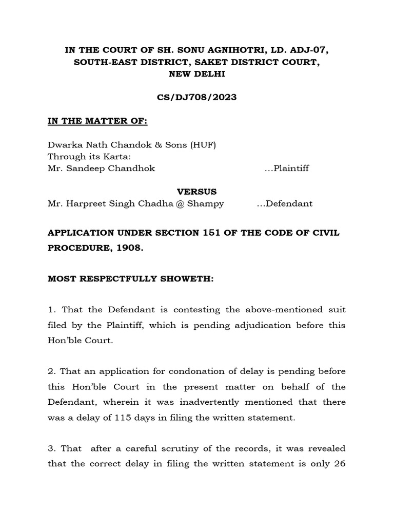 Condonation of Delay Application in Court | PDF | Justice | Crime ...