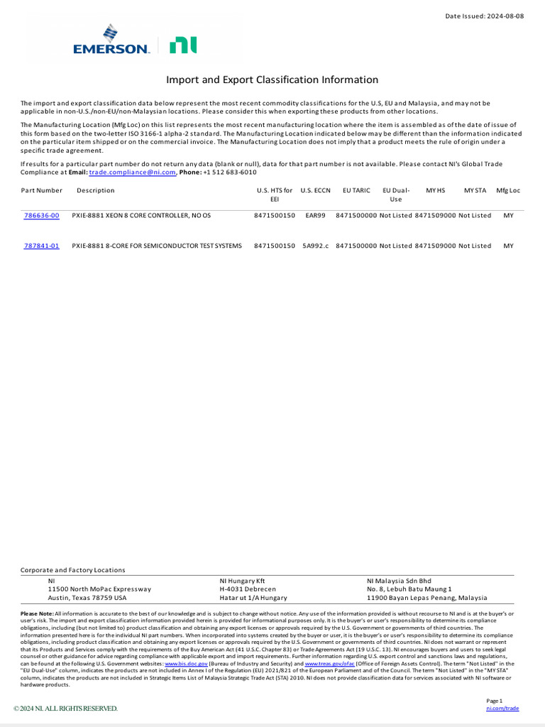 Export Compliance for NI Products | PDF | Regulatory Compliance | Business