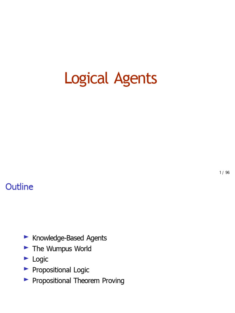 23 01 2024 Logical Agents | PDF | Logical Consequence | Logic