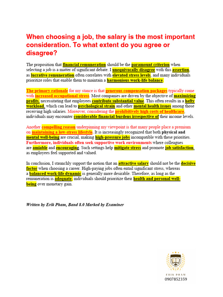 Band 8 Job and Income - 35 Phrases | PDF