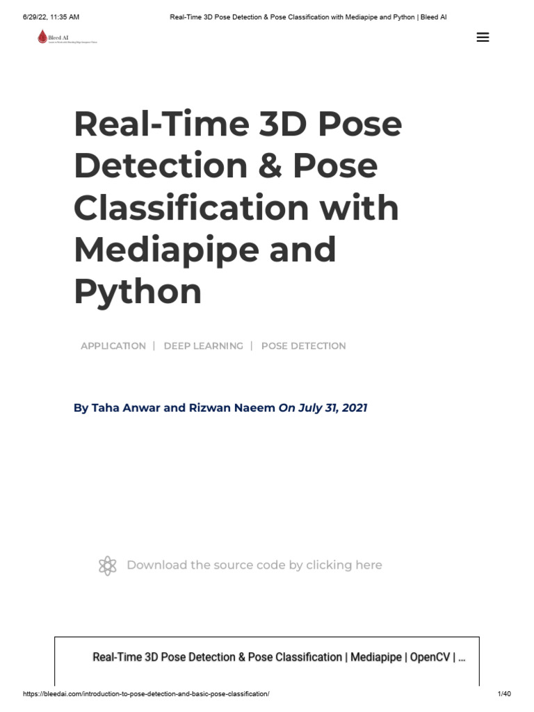 Tutorial Real Time 3d Pose Detection And Pose Classification With Mediapipe And Python Bleed 6010