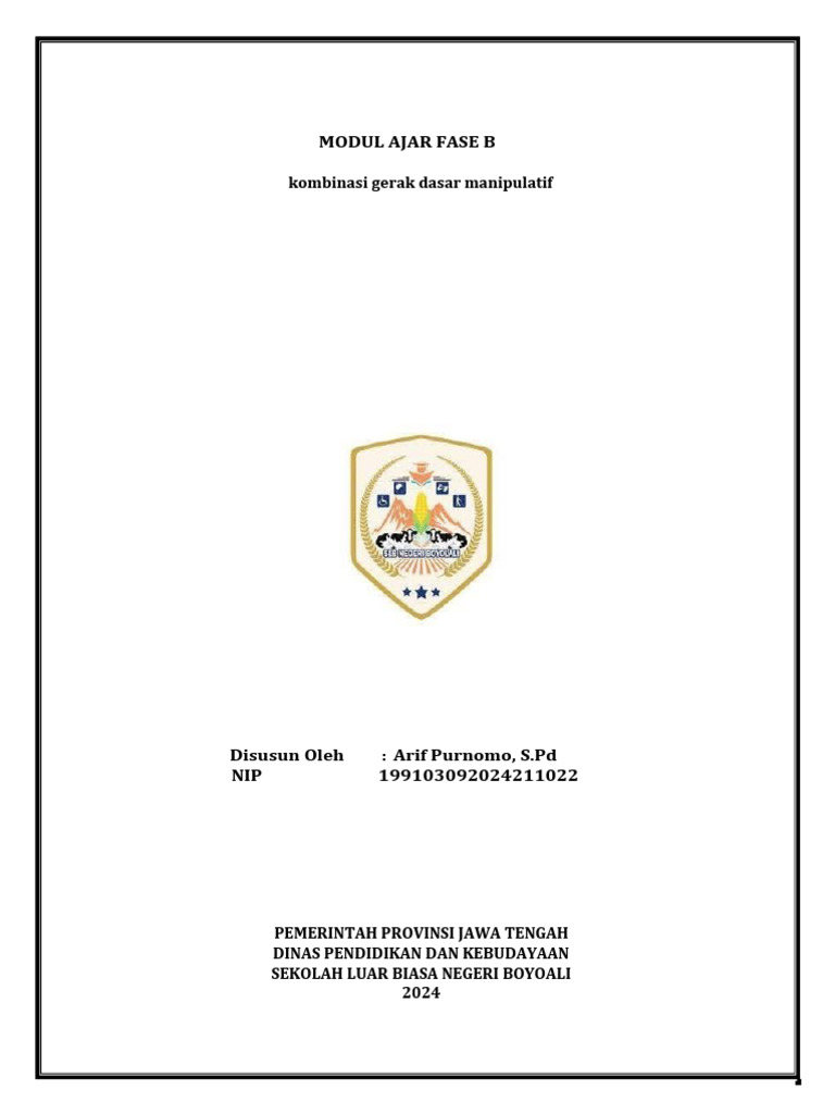 MODUL AJAR FASE B KOMBINASI GERAK DASAR AMNIPULATIF | PDF