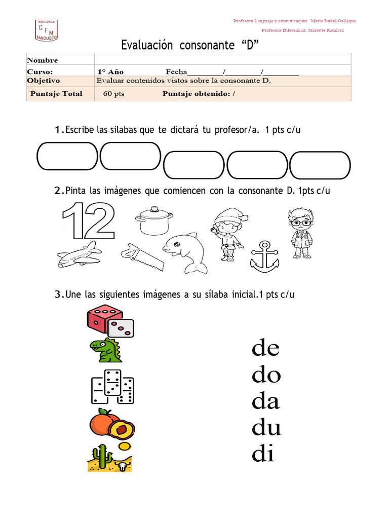 Evaluación Letra D | PDF