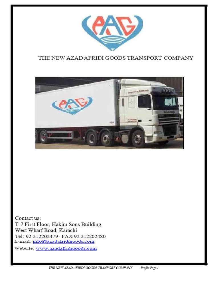 AAG Goods Transport Compnay Profile. | PDF | Transport | Warehouse