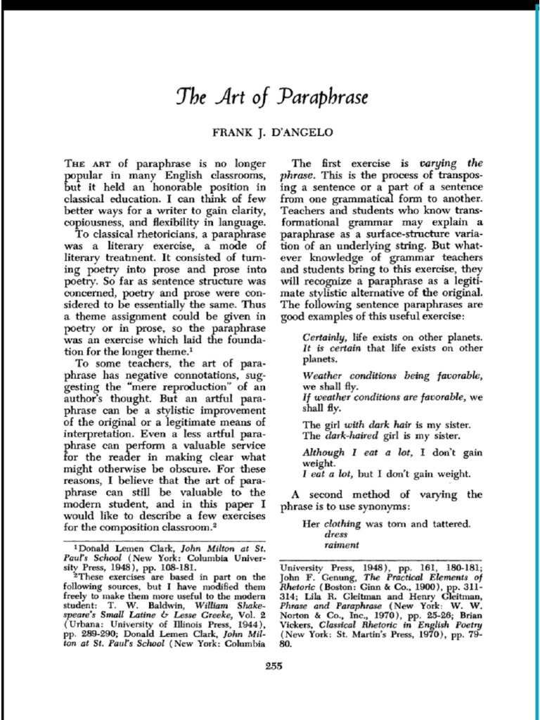 The Art of Paraphrase | PDF